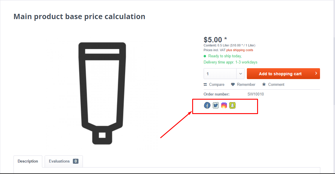 How To Create Social icons on the detail page in shopware 5